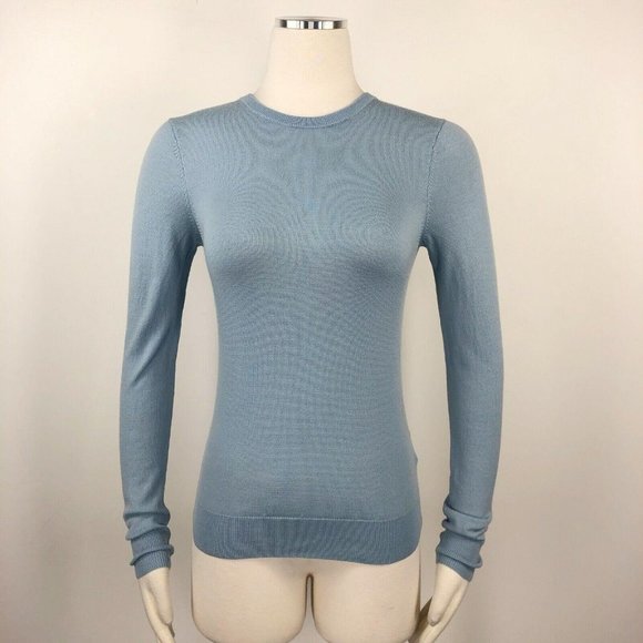 Uniqlo | Sweaters | Uniqlo Xs Sweater Blue Wool Crew Neck Slim Long Sl | Poshmark